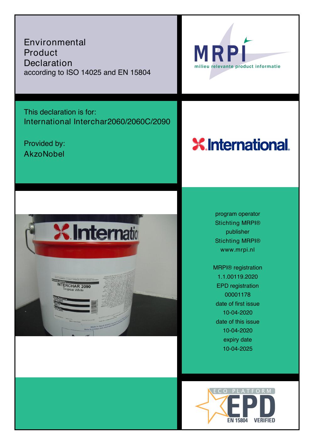 AkzoNobel - International Interchar2060/2060C/2090 - Milieu Relevante ...