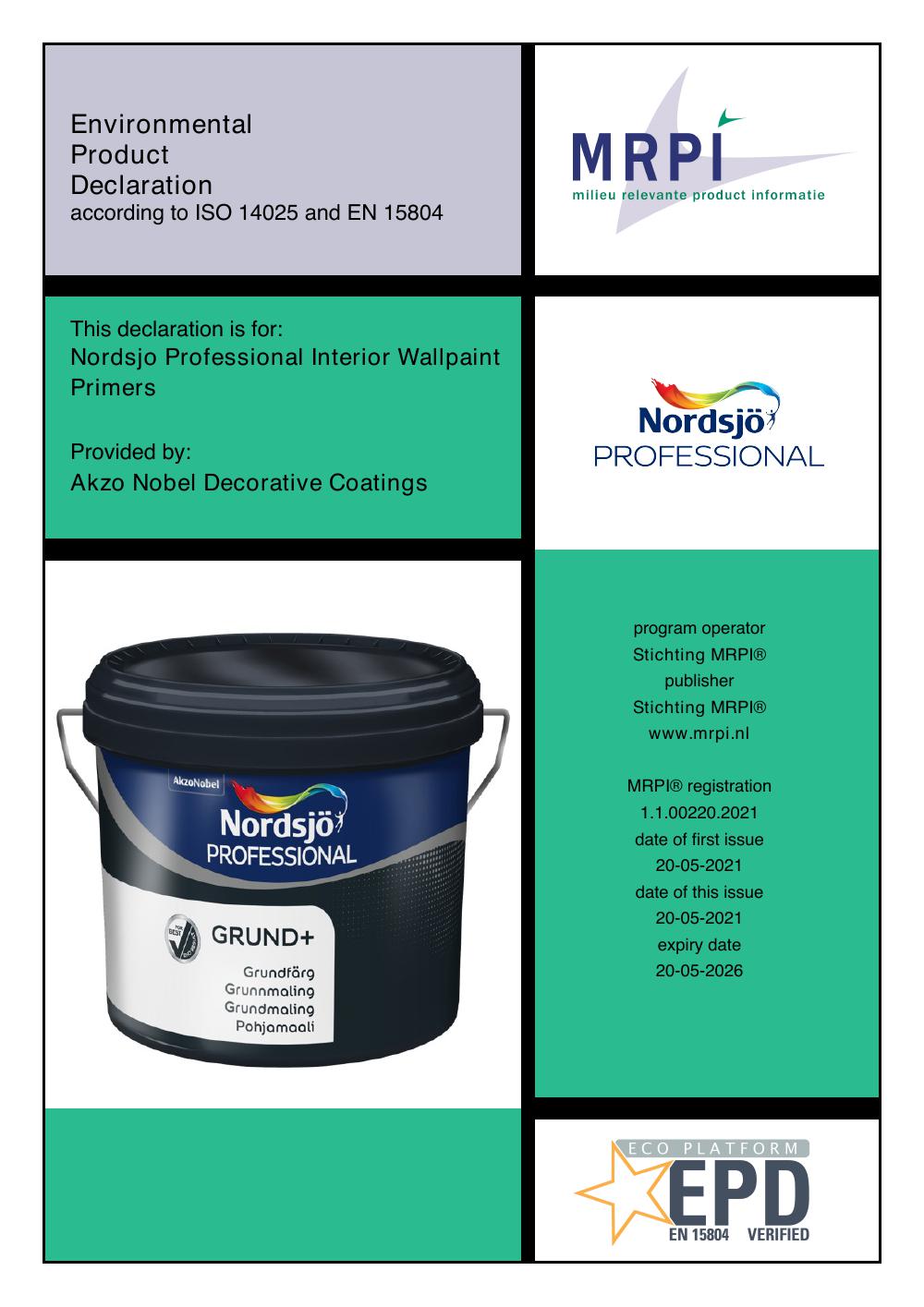 AkzoNobel Decorative Coatings - Nordsjo Professional Interior Wallpaint ...