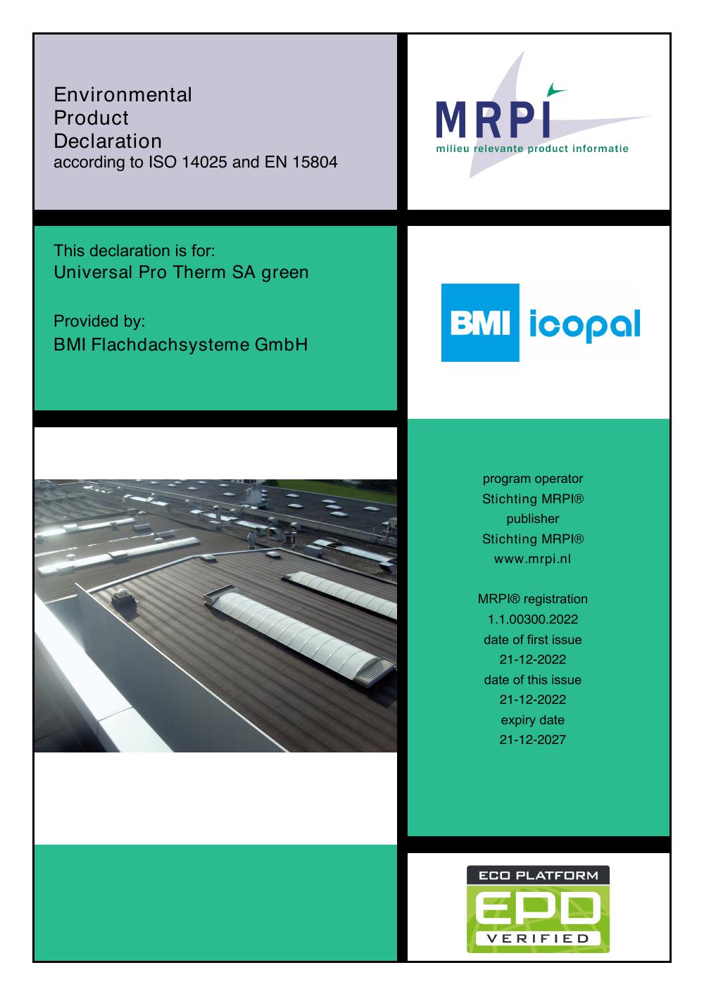 BMI Flachdachsysteme GmbH - Universal Pro Therm SA green - Milieu ...