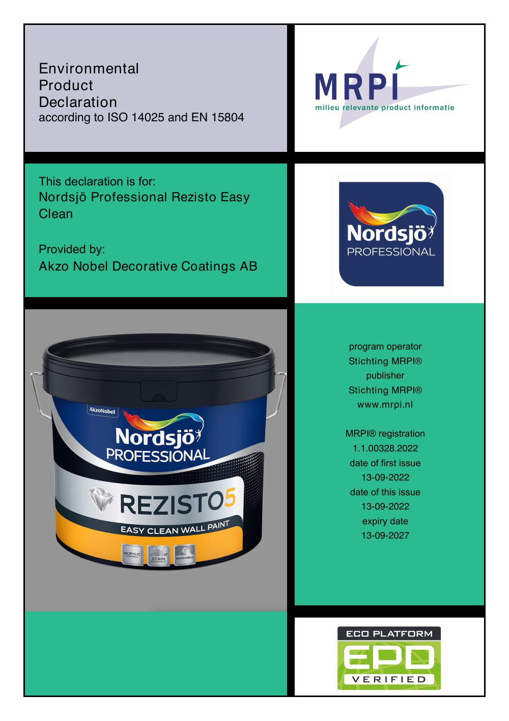 Akzo Nobel Decorative Coatings AB - Nordsjö Professional Rezisto Easy ...