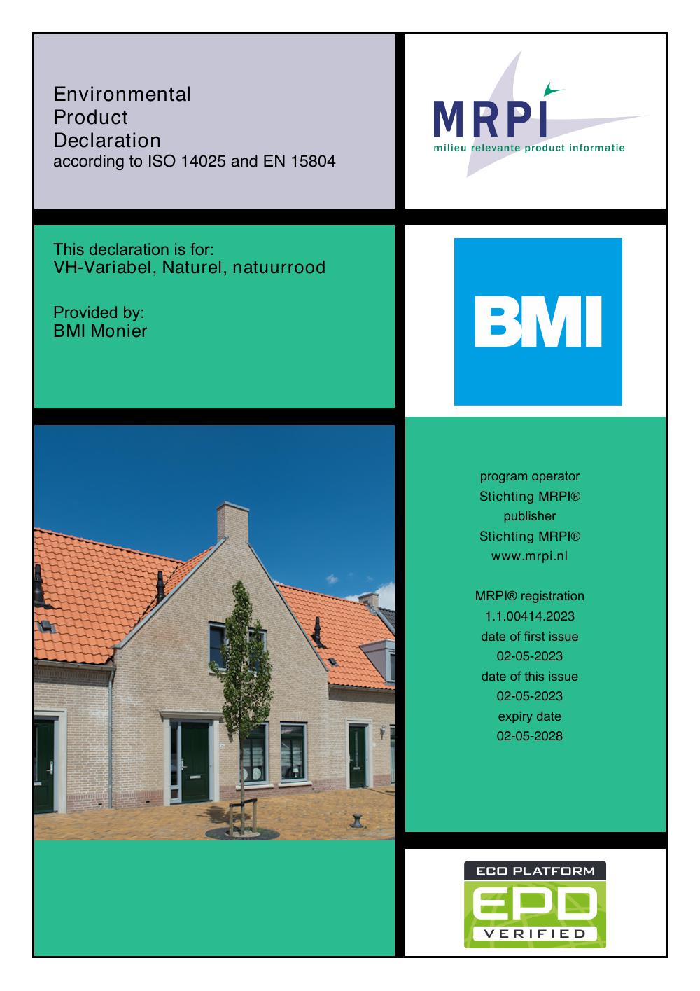 BMI Monier - VH-Variabel, Naturel, natuurrood - Milieu Relevante ...