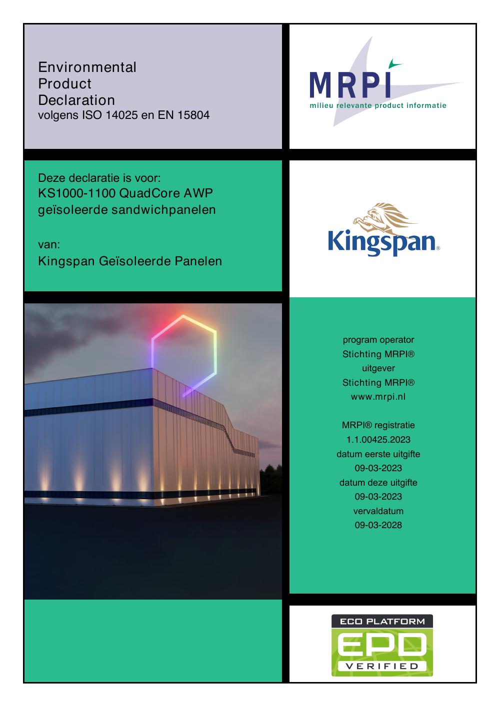 Kingspan Geïsoleerde Panelen - KS1000-1100 QuadCore AWP geïsoleerde ...
