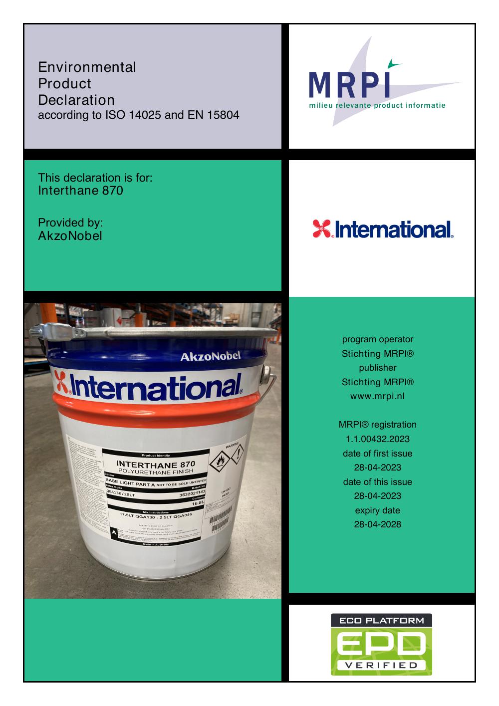 AkzoNobel - Interthane 870 - Milieu Relevante Product Informatie