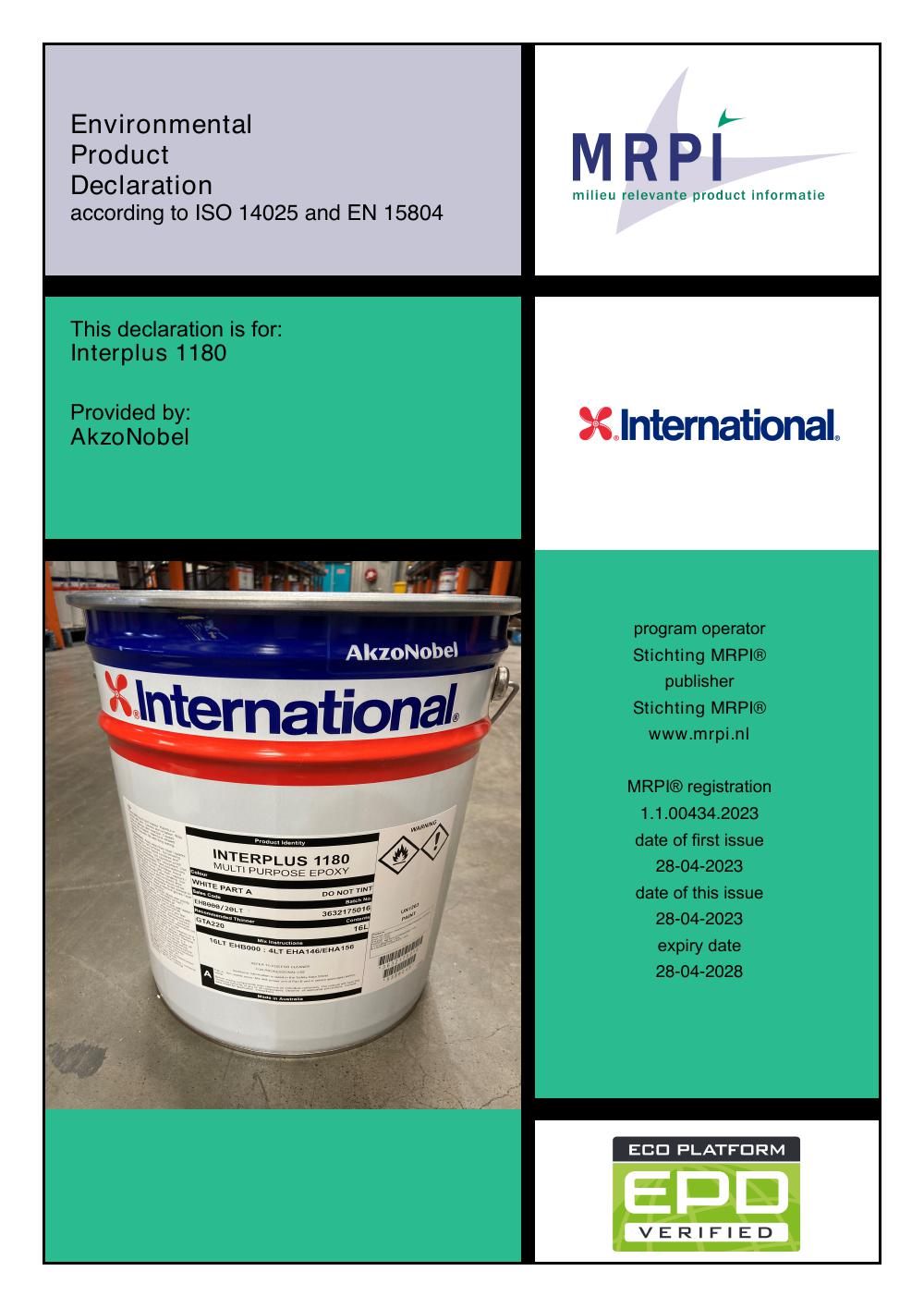 AkzoNobel - Interplus 1180 - Milieu Relevante Product Informatie